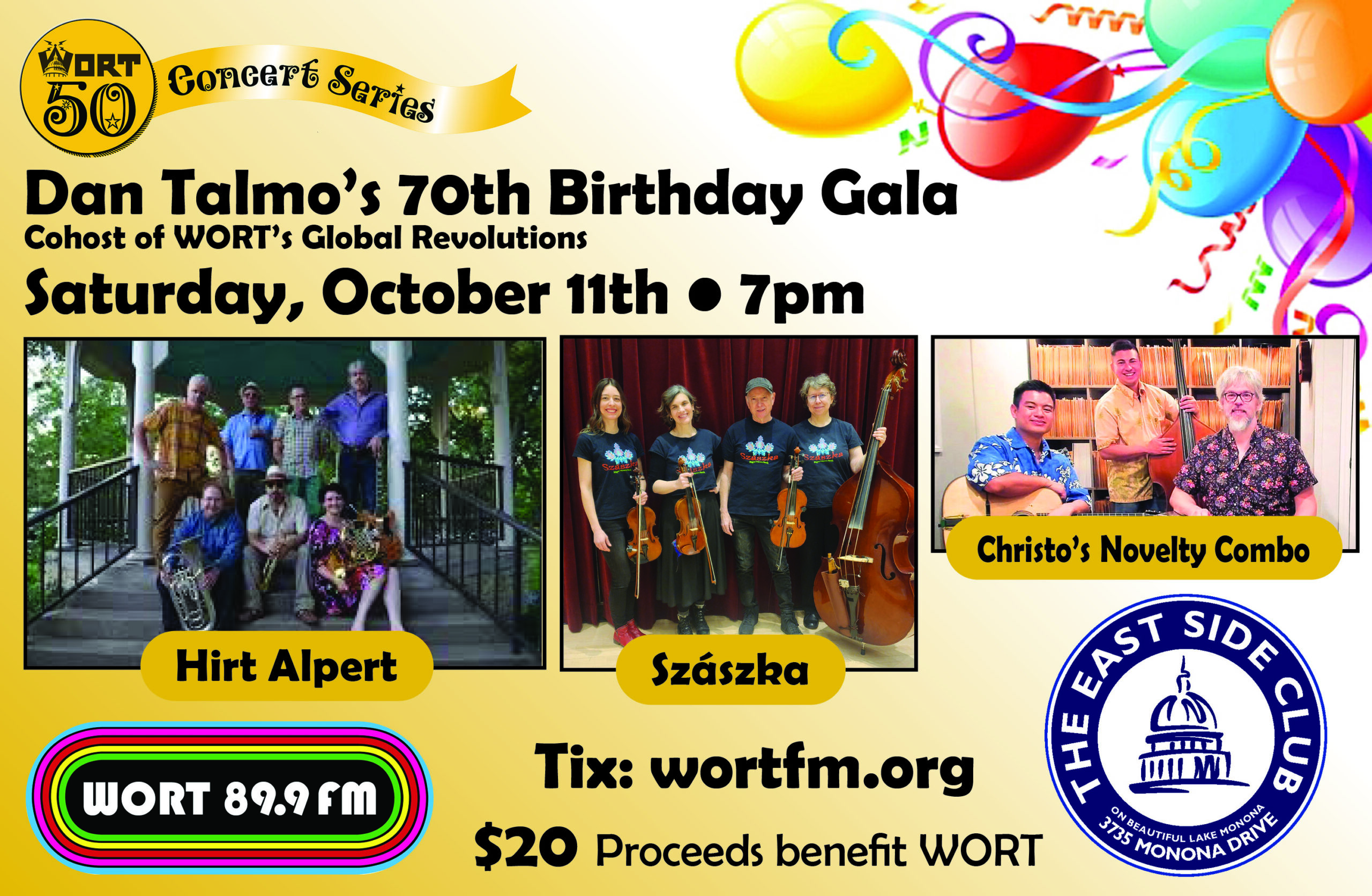 Dan Talmo's Birthday Gala and WORT Benefit - WORT-FM 89.9