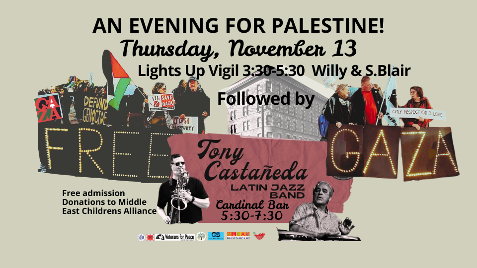 An Evening for Palestine: lighted vigil followed by Jazz at the Cardinal Bar - WORT-FM 89.9